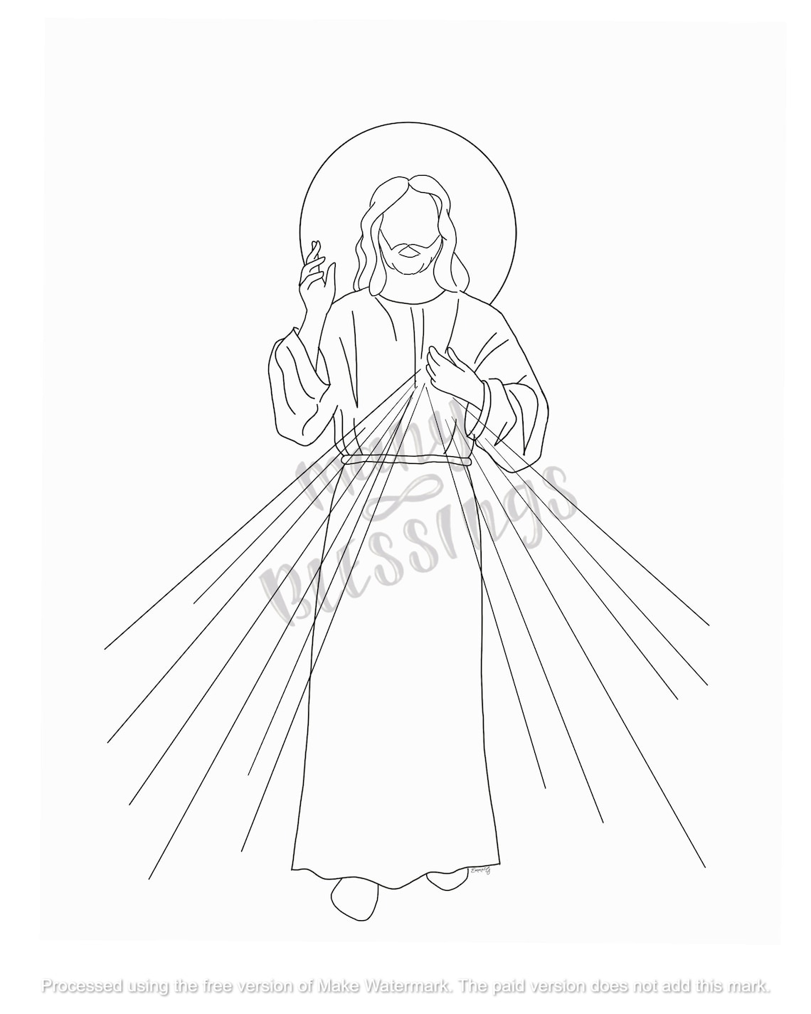 Divine Mercy Jesus Coloring Page - Etsy