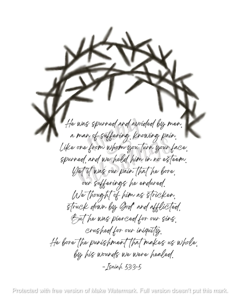 By His Wounds | Isaiah 53:3-5 | Catholic Christian Lent Art Print - Etsy