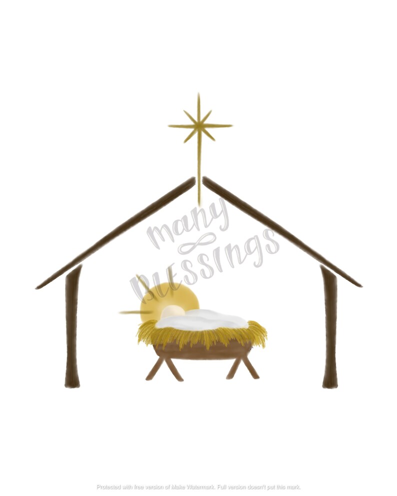 Jesus in the Manger With Gold Leaves | Three Print Bundle | Catholic ...