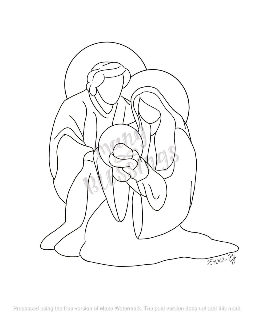 Holy Family Coloring Page - Etsy