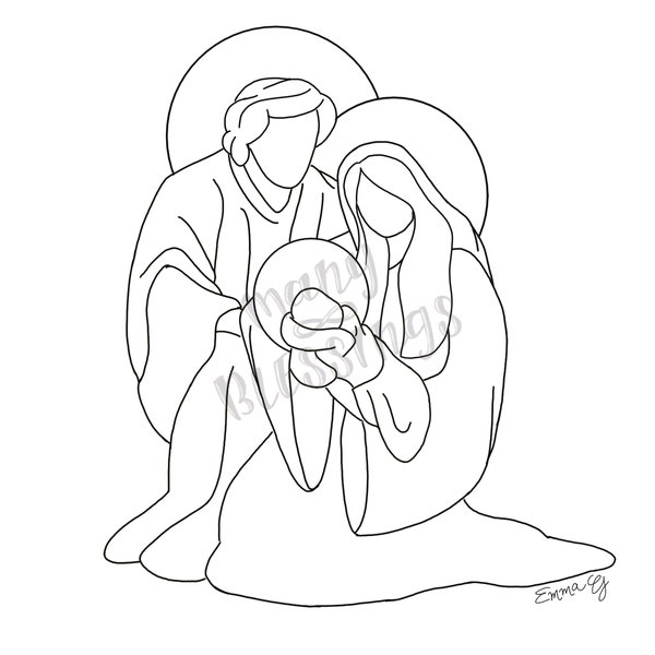 Holy Family Coloring Page - Etsy