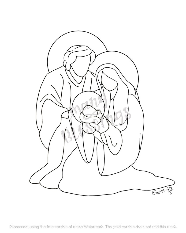 Holy Family Coloring Page - Etsy