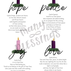 Advent Wreath Prayers | Four Print Bundle | Catholic Christian Religious Advent Christmas Art ...