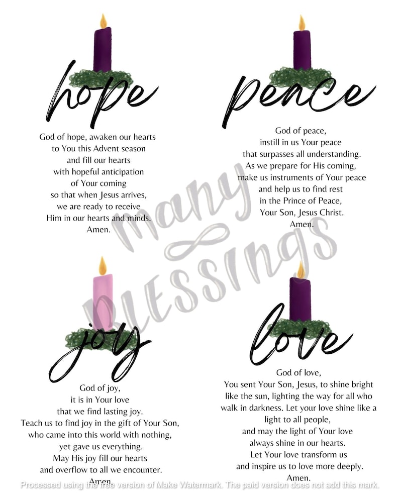 Advent Wreath Prayers | Four Print Bundle | Catholic Christian ...