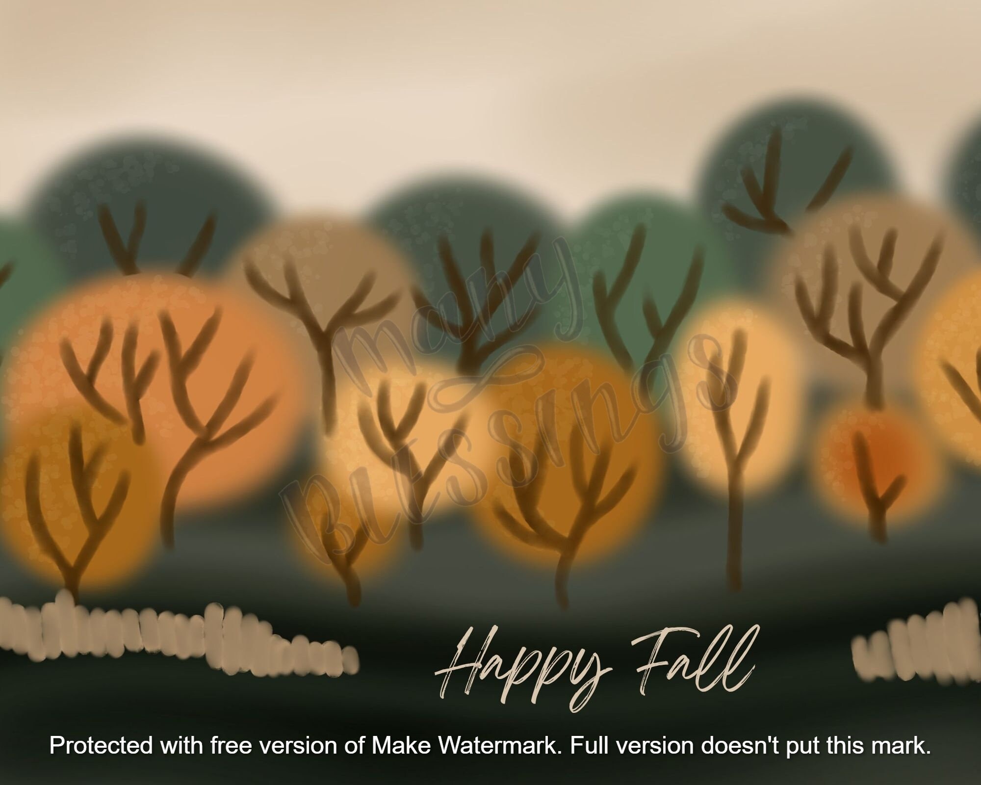 Happy Fall | Autumn Digital Art Print - Etsy