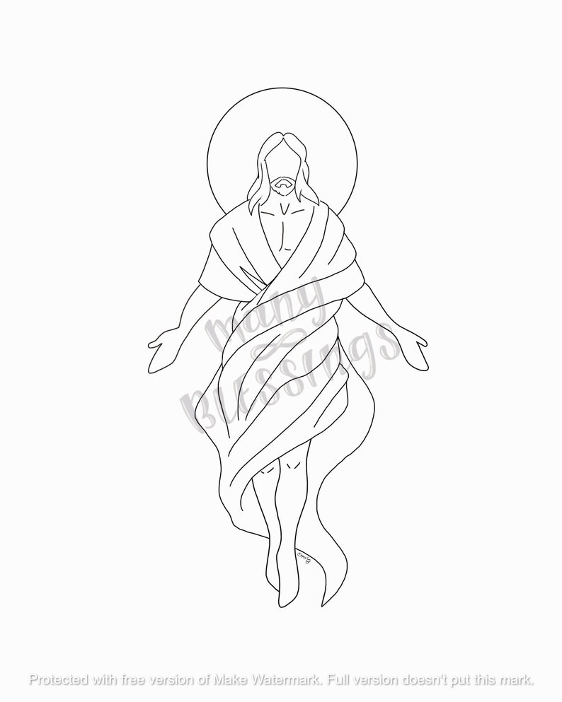 Risen Jesus Coloring Page - Etsy