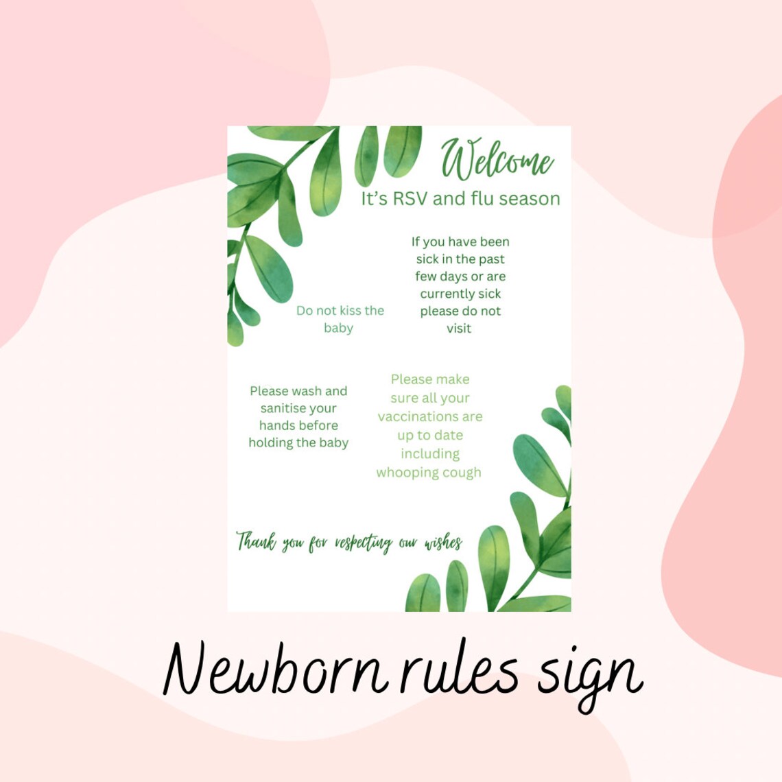 Newborn Visitor Rules Bundle - Etsy