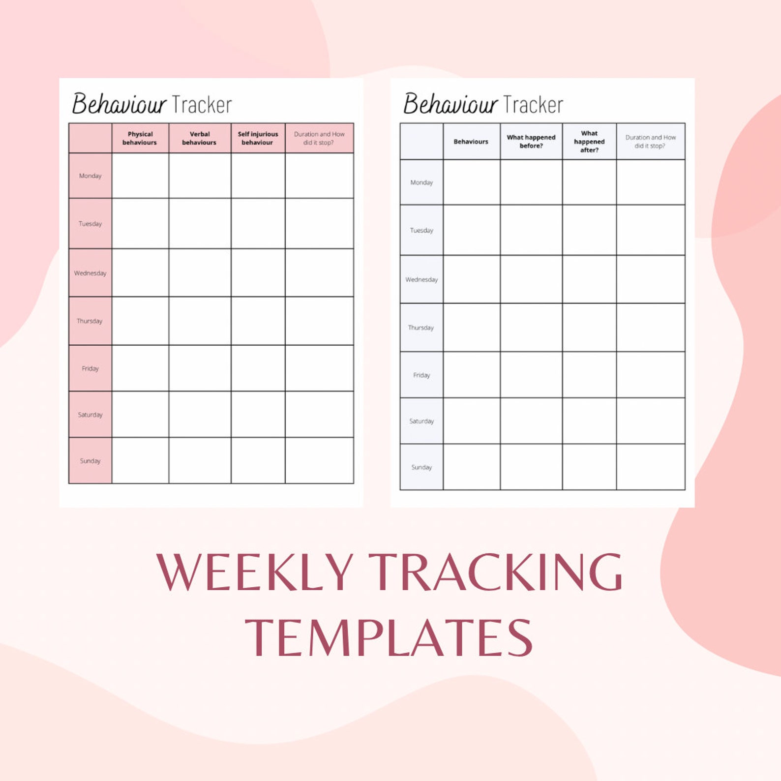 Meltdown and Behaviour Tracker Templates L Behaviour Monitoring ...