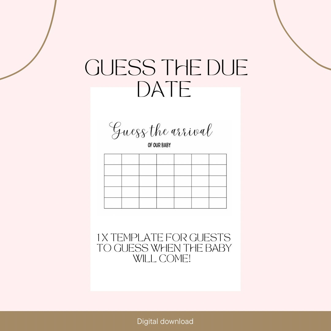 Baby Shower Guess the Due Date Printable - Etsy