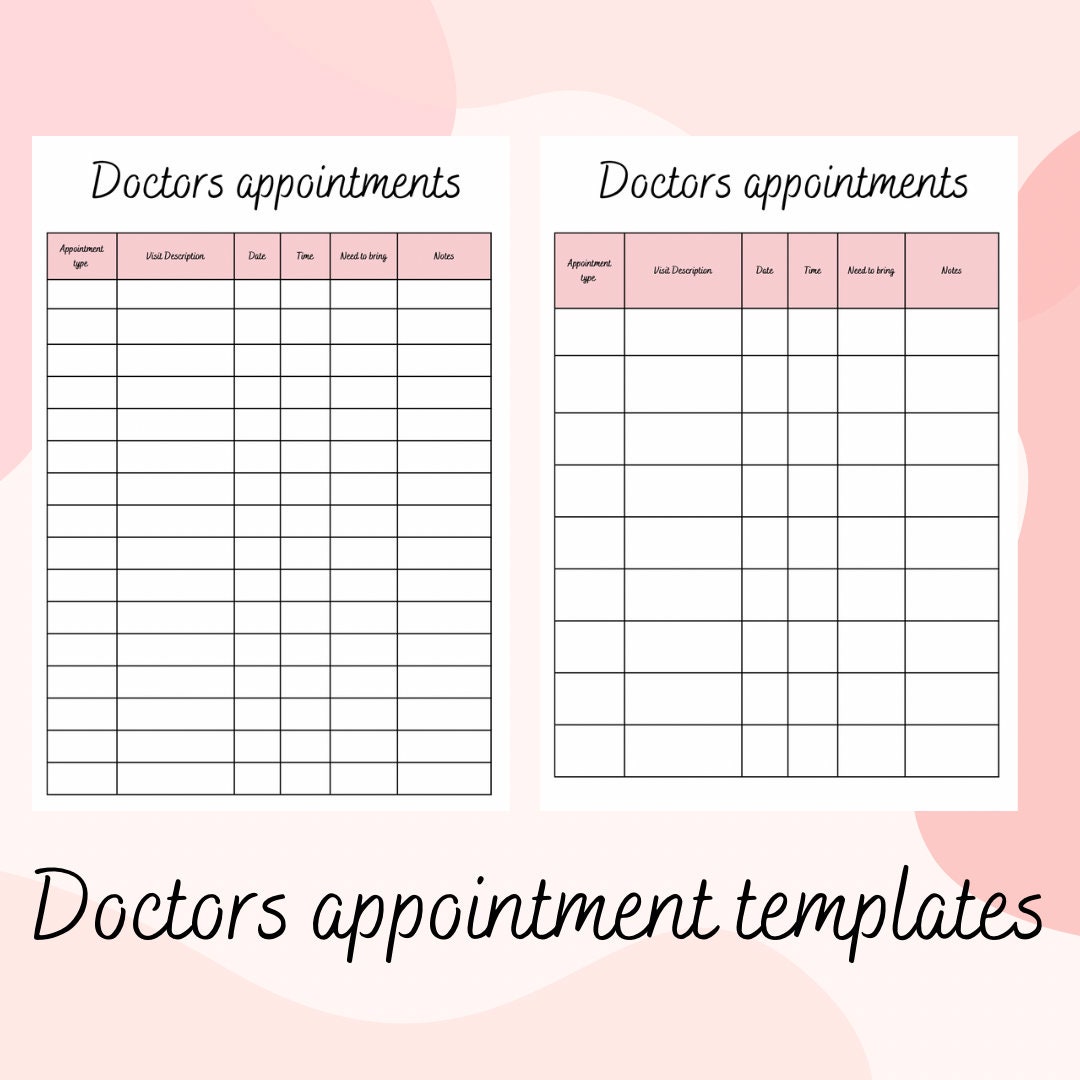 Doctors Appointment Templates - Etsy