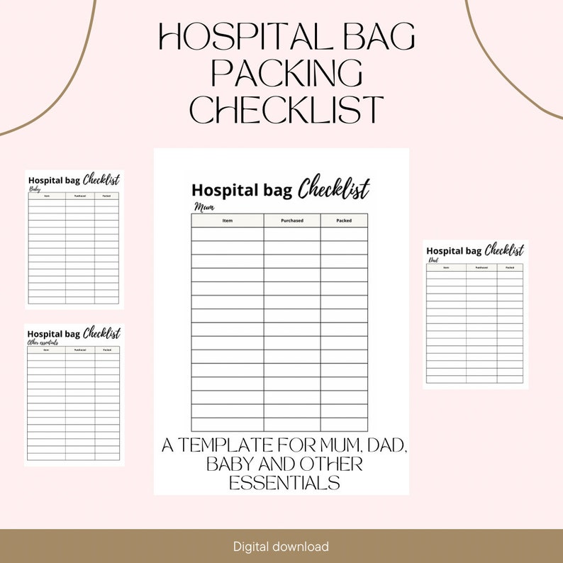 Hospital Bag Packing Checklist Bundle - Etsy