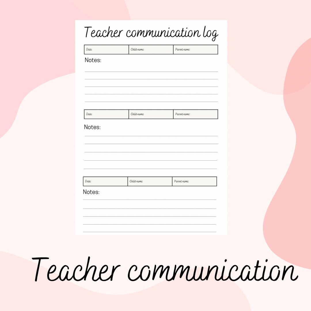Teacher Communication Log - Etsy