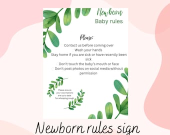 Editable Sage Green Newborn Visitors Rules, Visitors Birth Sign Baby ...