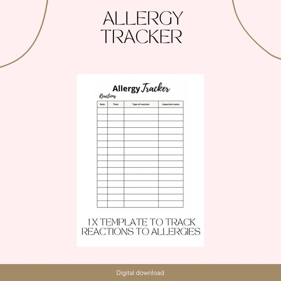 Allergy Tracker - Track Reactions - Etsy