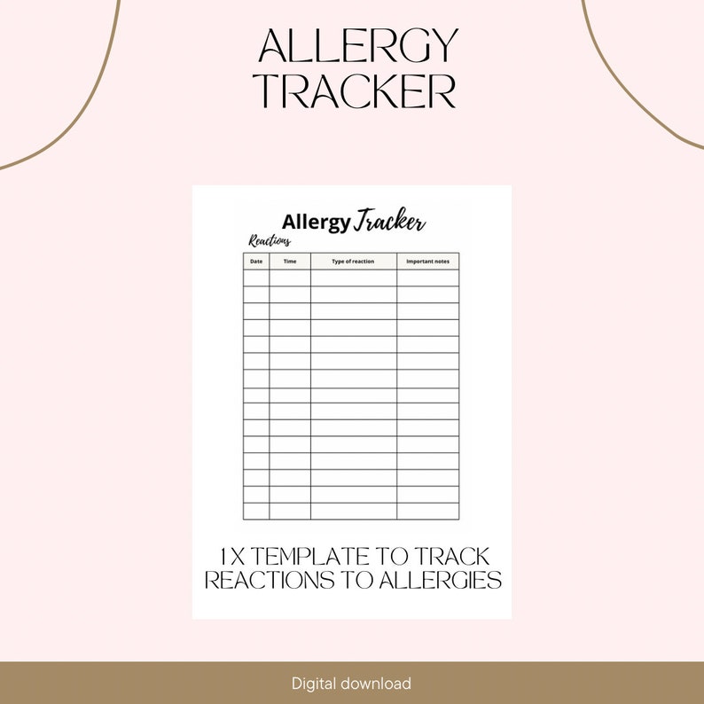 Allergy Tracker - Track Reactions - Etsy