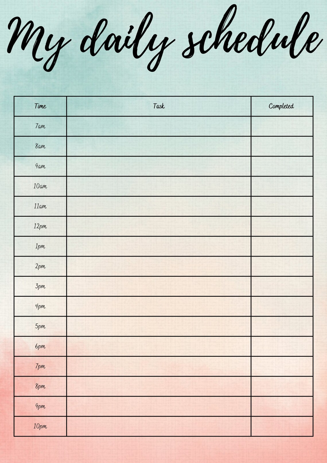 Daily Schedule Templates L Daily Planner, Organiser, Checklist, Routine ...