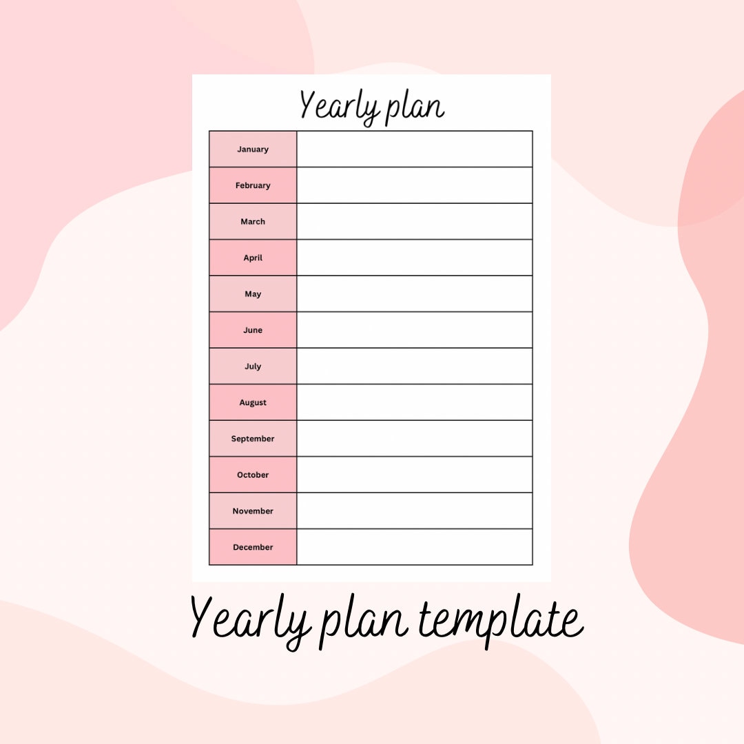 Yearly Plan Template - Etsy