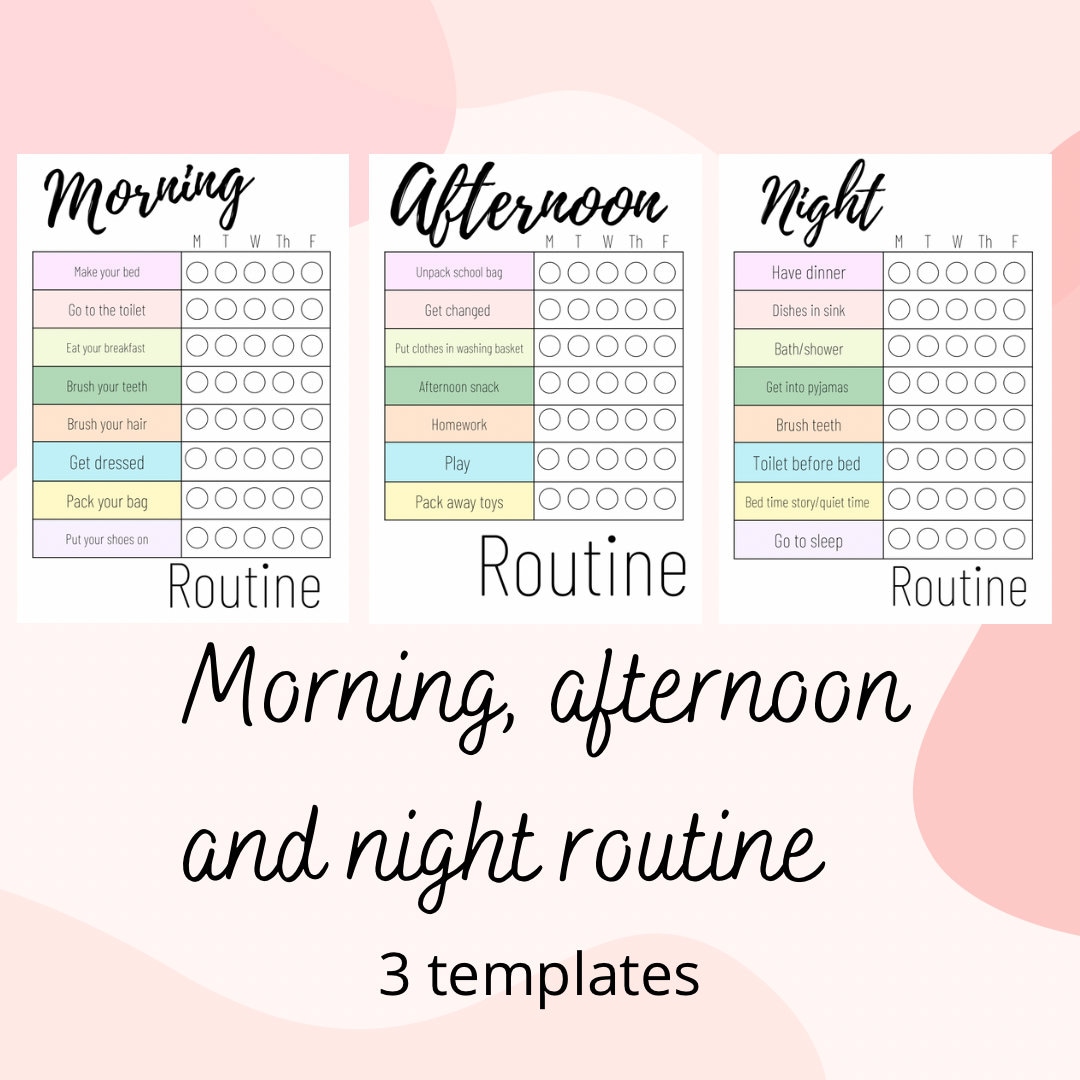 Routine Templates for Morning, Afternoon and Night Time - Etsy