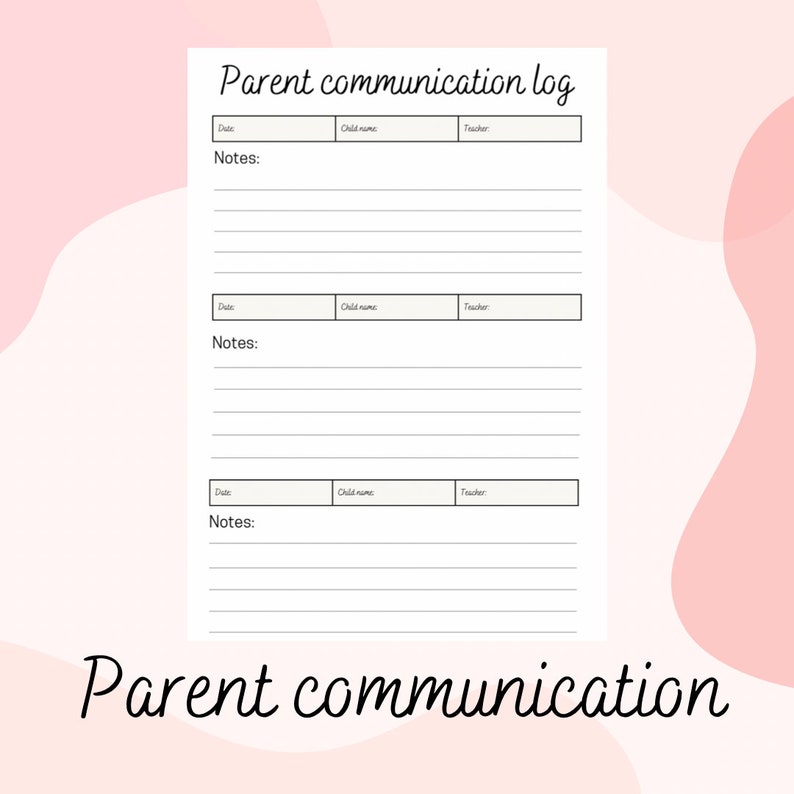 Parent Communication Log - Etsy