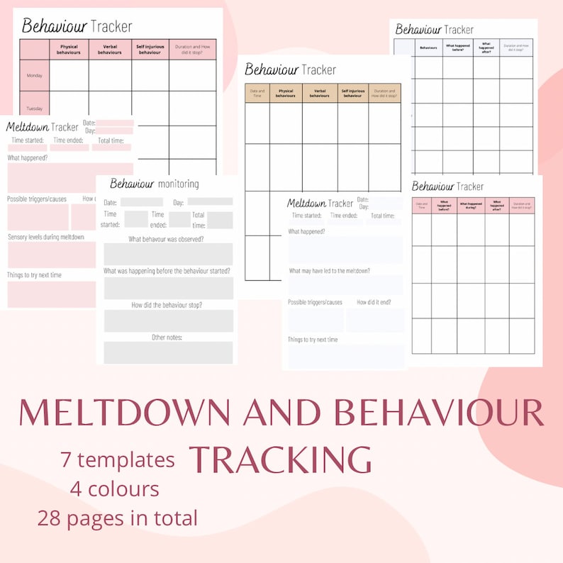 Meltdown and Behaviour Tracker Templates L Behaviour Monitoring ...