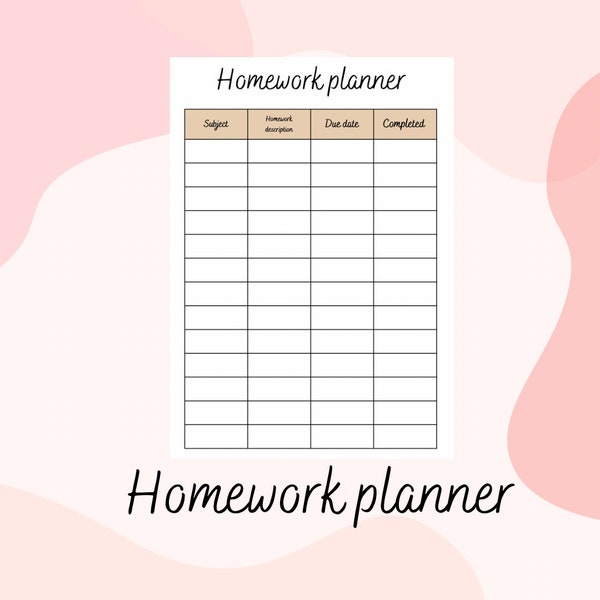 Homework Organizer - Etsy