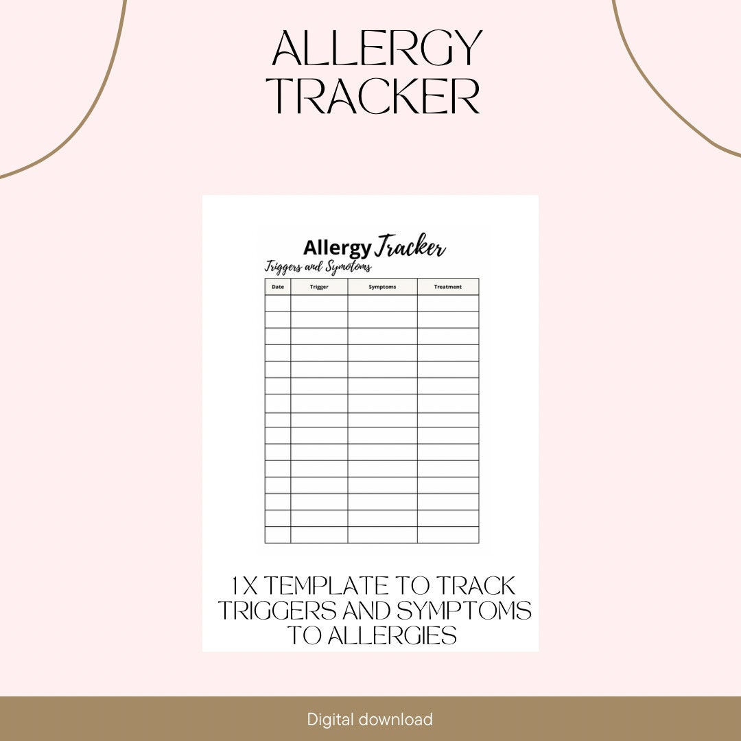 Allergy Tracker Symptoms and Triggers - Etsy