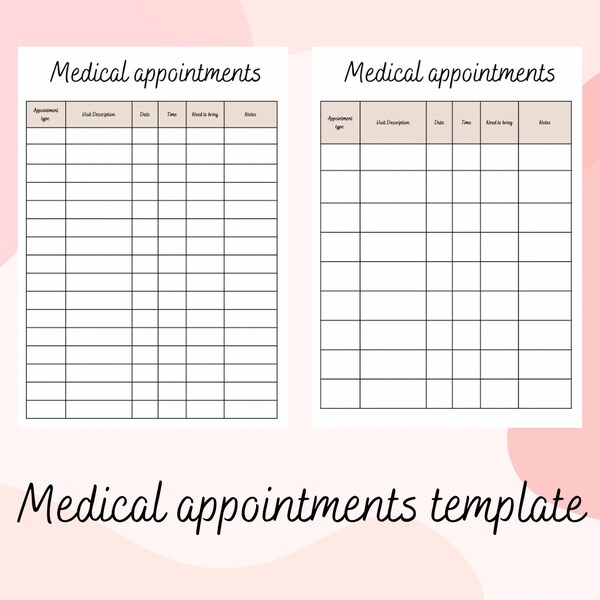 Medical Appointment List - Etsy