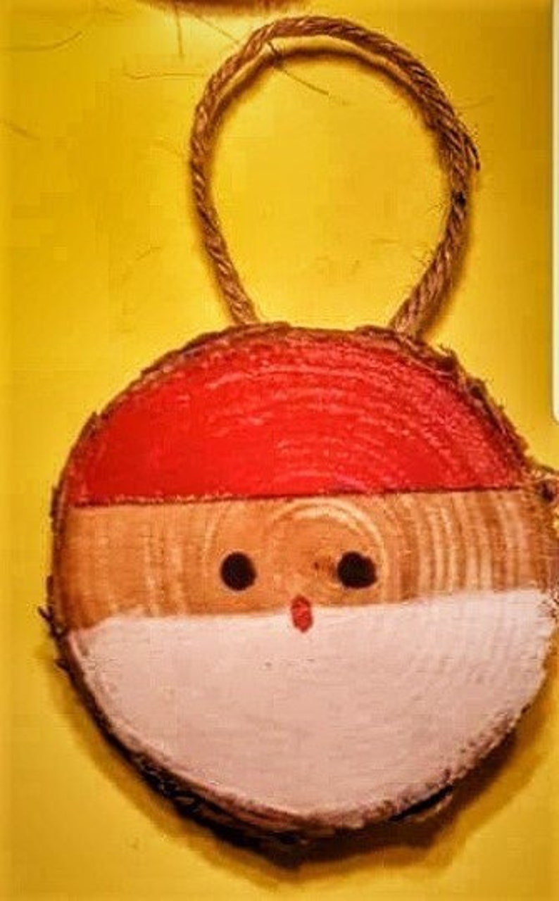 Handmade Wood Slice Santa Claus - Etsy