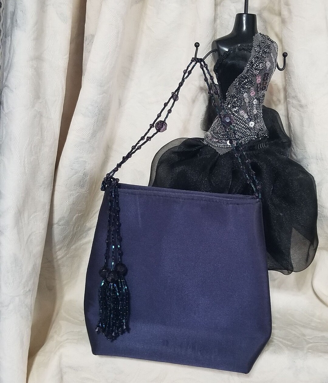 Gurlain Paris Satin and Beaded Evening Bag - Etsy