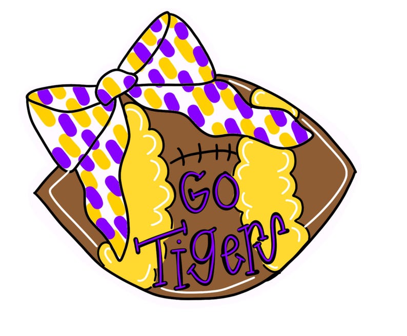 SVG File: Go Tigers Football With Bow - Etsy