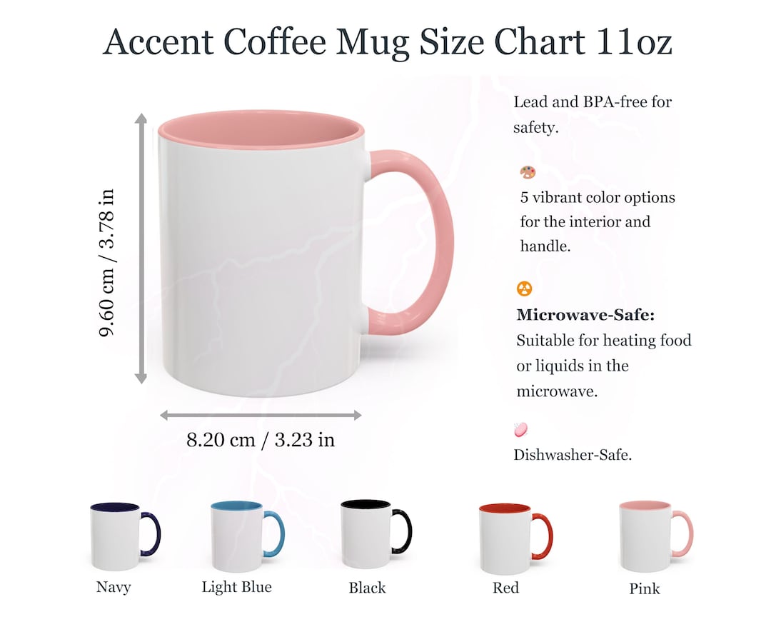 11oz Accent Mug Size Chart: Multicolor Coffee Mug Guide (digital ...