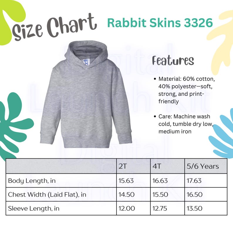 Rabbit Skins 3326 Bundle Color Chart & Size Guide I Toddler Bundle I ...
