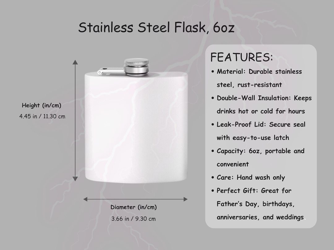 Stainless Steel Flask Size Guide | Flask for Groomsmen Chart I Perfect ...