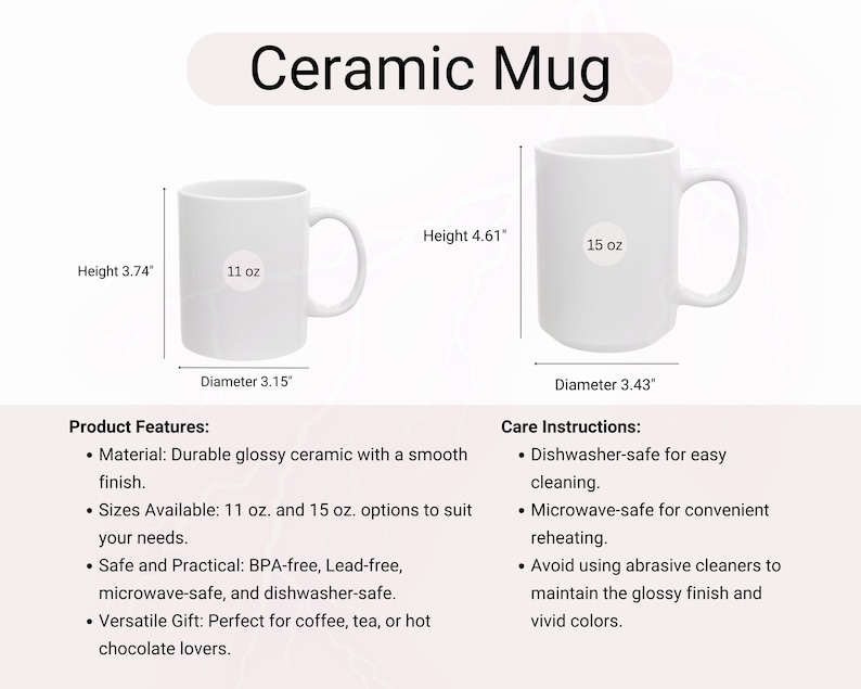 Ceramic Mug Size Guide: 11oz & 15oz Mug Chart (digital Download) - Etsy
