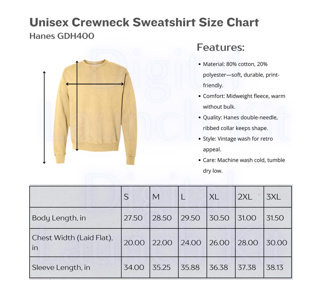 Hanes Sweatshirt Chart, Comfort Colors Size Chart, Sweatshirt Display ...
