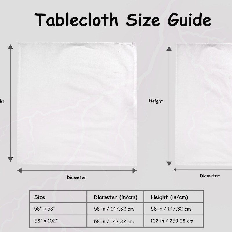 Tablecloths Size Chart - Etsy