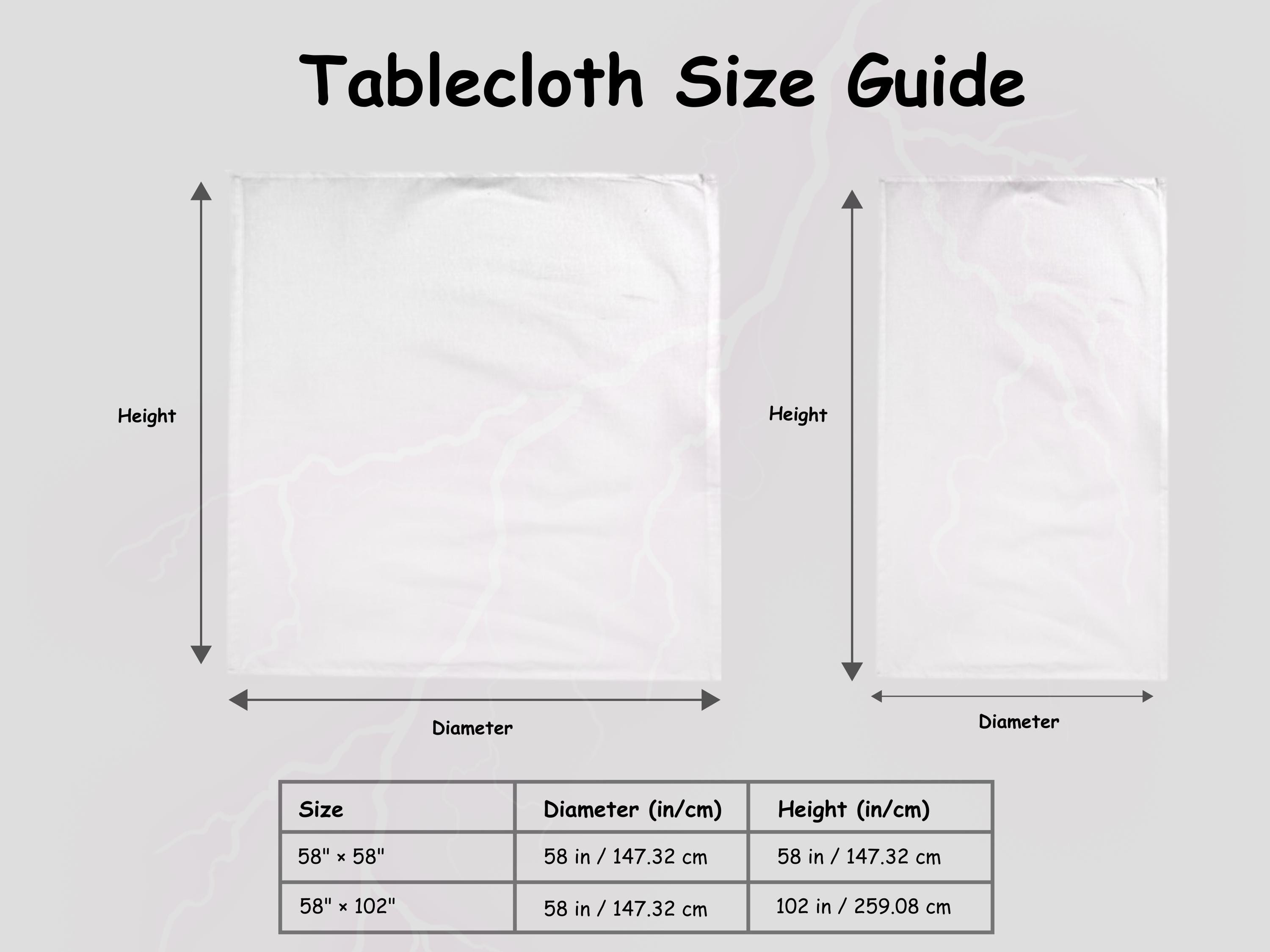 Tablecloth Size Chart Guide: Square & Rectangle (digital JPG) - Etsy