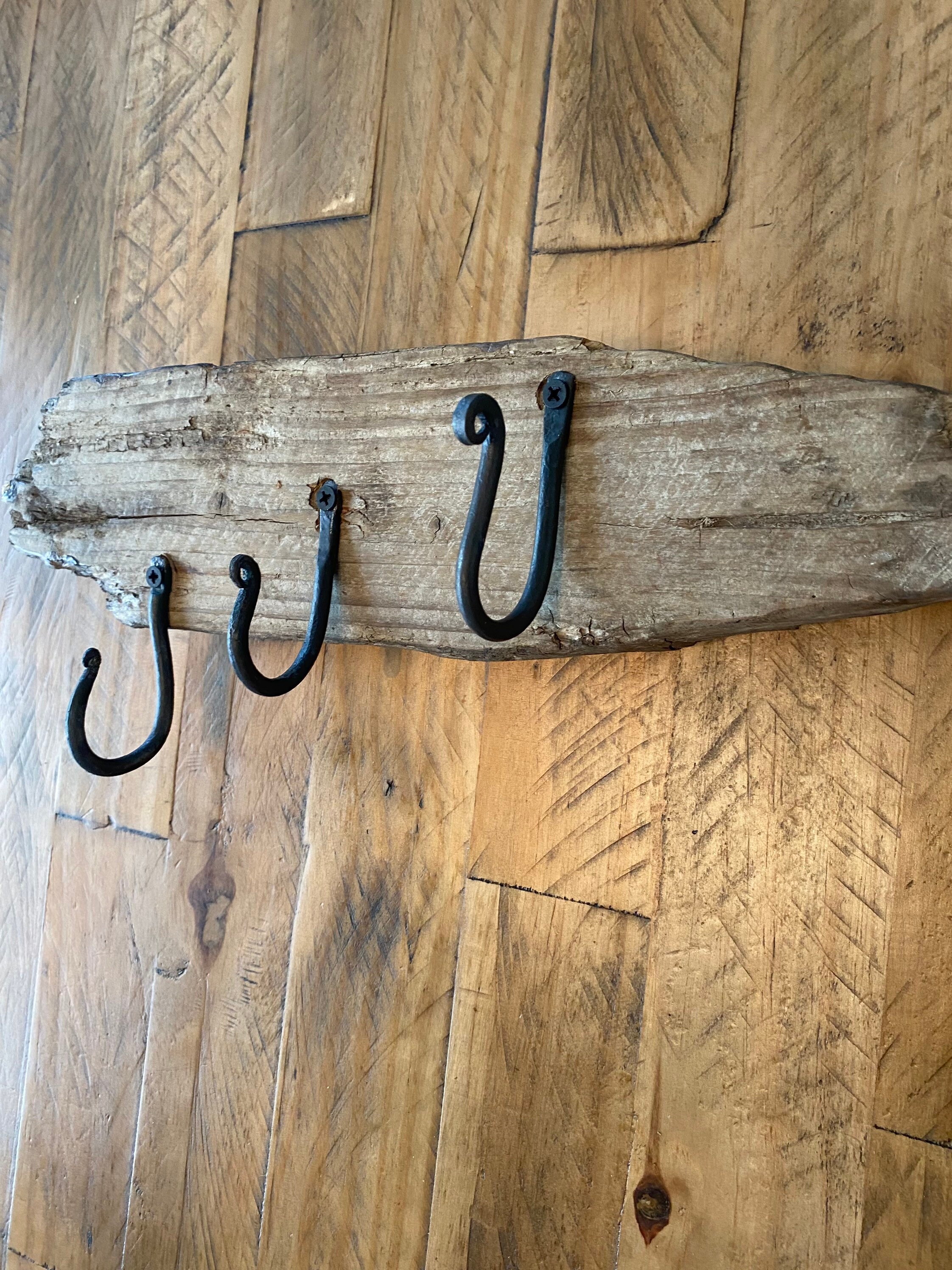 3 Colonial Style Steel J-hooks - Hand Forged Hook - Steel Coat Hooks ...