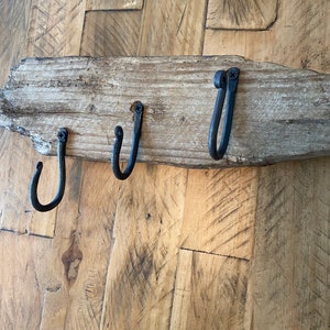 3 Colonial Style Steel J-hooks - Hand Forged Hook - Steel Coat Hooks ...