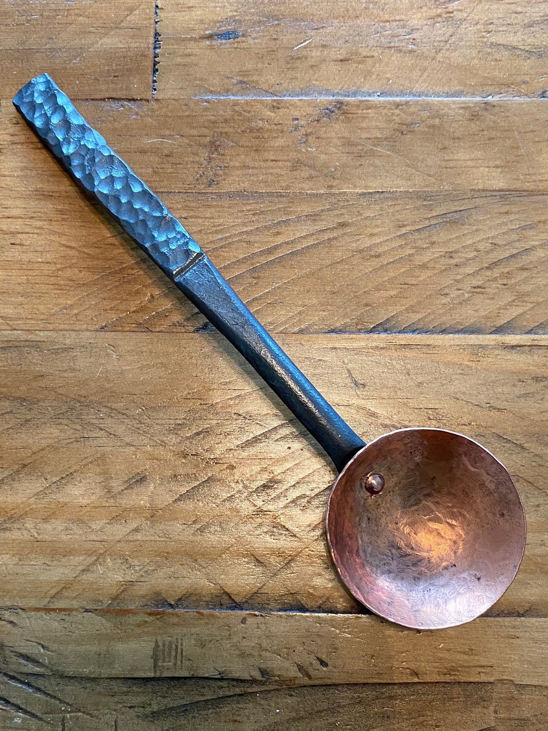 Copper and Steel Coffee Scoop - Real Forged Coffee Spoon - Serving ...