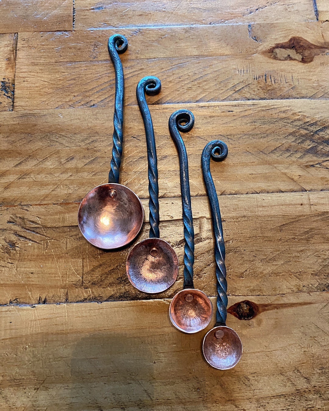 Copper and Steel Measuring Spoons Real Forged Coffee Measuring Spoon ...