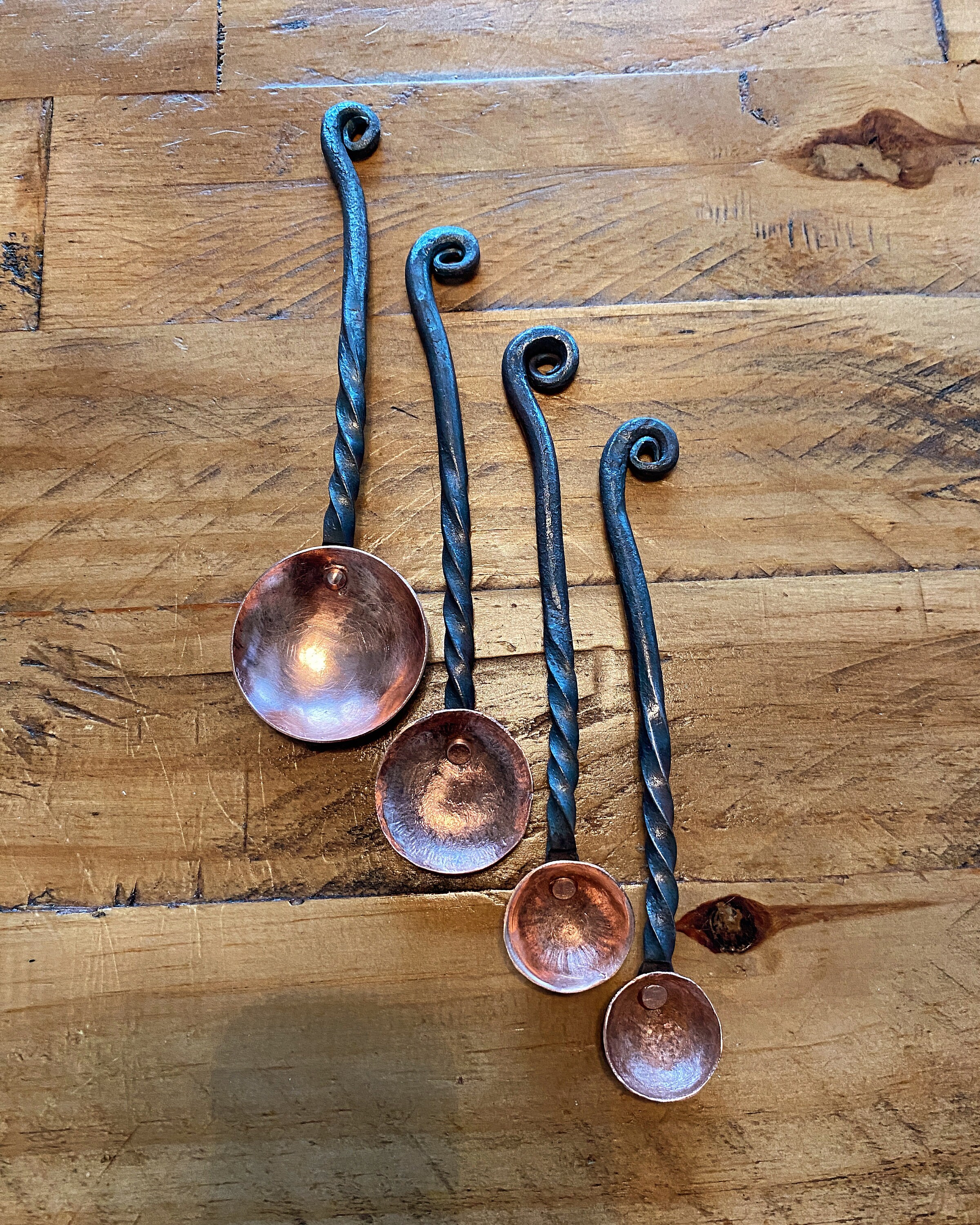 Copper and Steel Measuring Spoons Real Forged Coffee Measuring Spoon ...