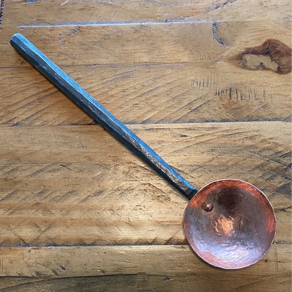 Copper and Steel Coffee Scoop Real Forged Coffee Spoon Serving Spoon ...