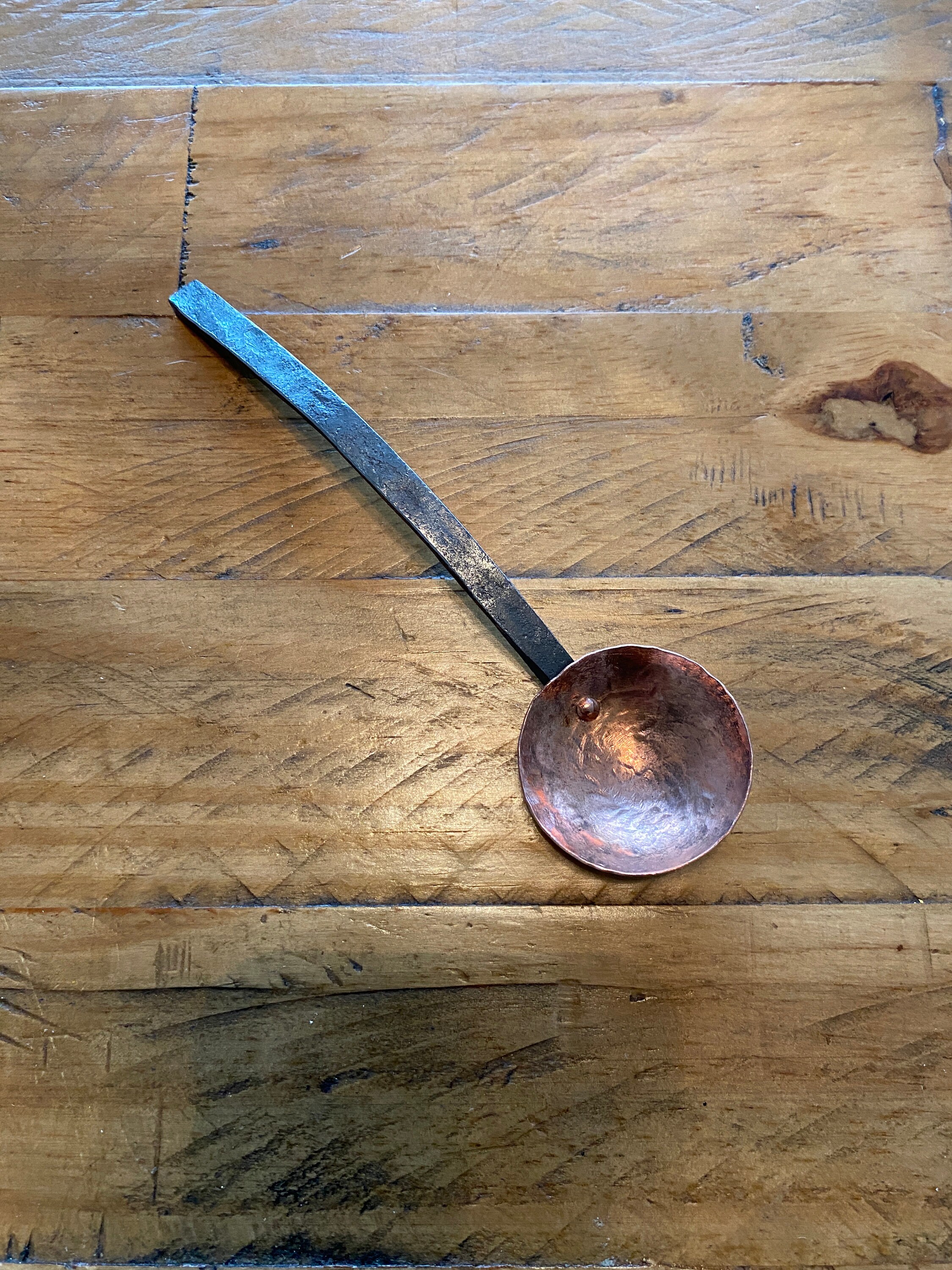 Copper and Steel Coffee Scoop Real Forged Coffee Spoon Serving Spoon ...
