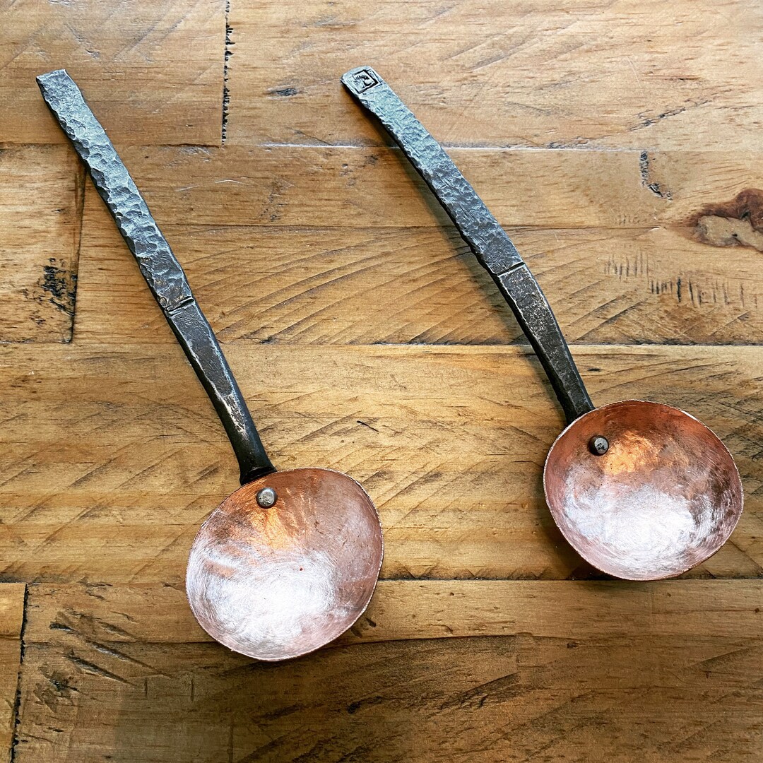 Copper and Steel Coffee Scoop Real Forged Coffee Spoon Serving Spoon - Etsy