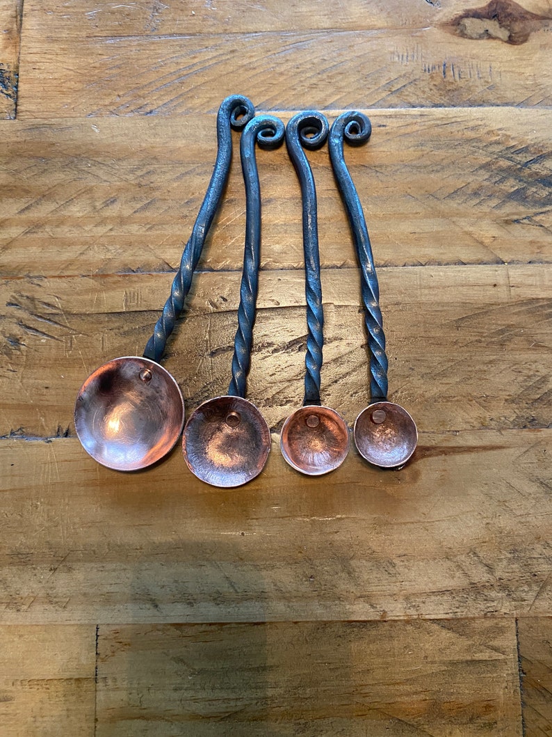 Copper and Steel Measuring Spoons Real Forged Coffee Measuring Spoon ...