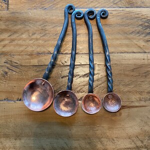 Copper and Steel Measuring Spoons Real Forged Coffee Measuring Spoon ...
