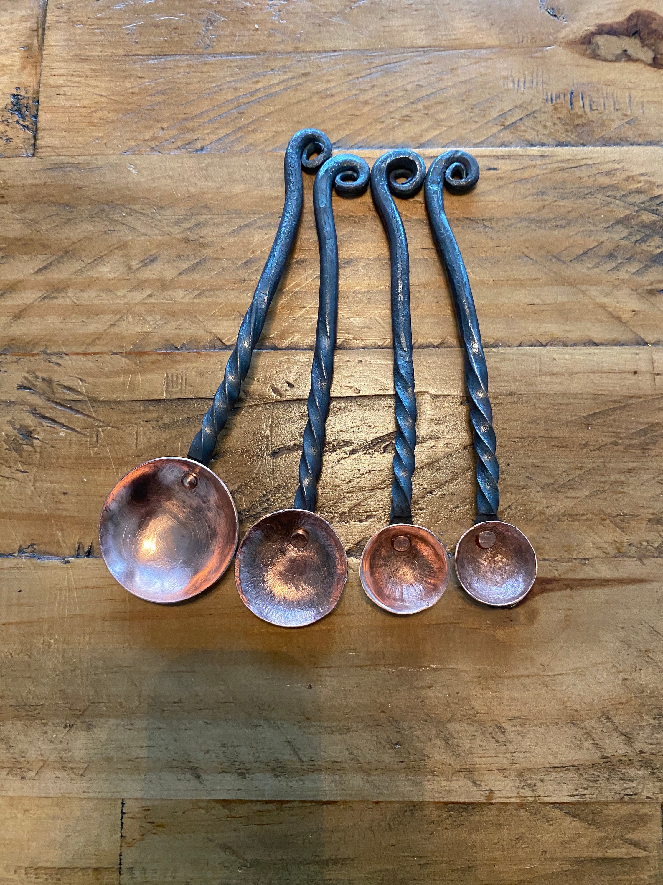 Copper and Steel Measuring Spoons Real Forged Coffee Measuring Spoon ...