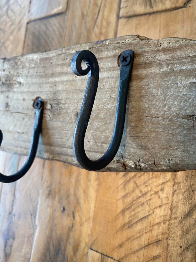 3 Colonial Style Steel J-hooks - Hand Forged Hook - Steel Coat Hooks ...