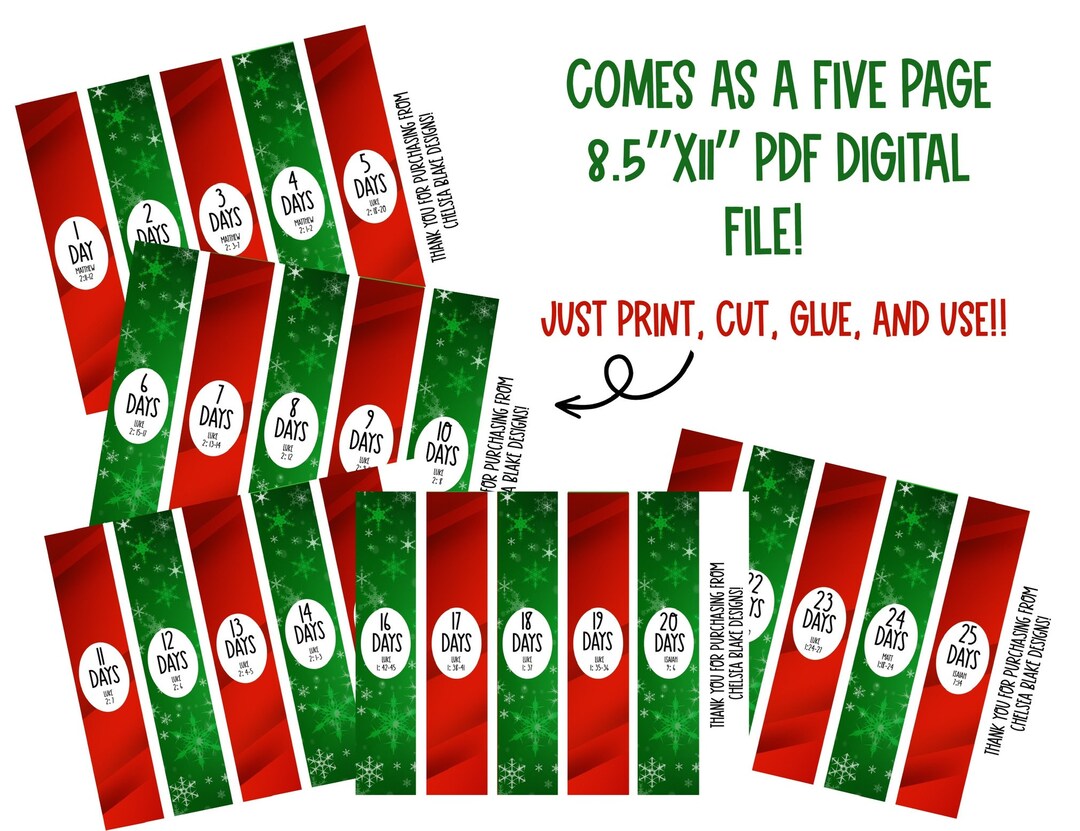 Christmas Countdown Chain, Christmas Scripture Countdown, Christian Countdown Chain, Christian ...